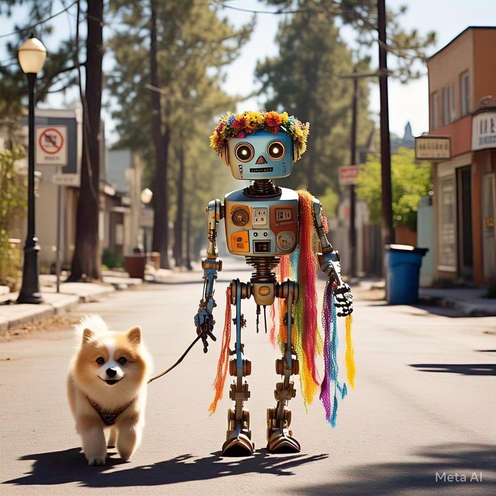 1000 ROBOT Designs A Hippie Robot Walking a Dog Down an Empty Street ...