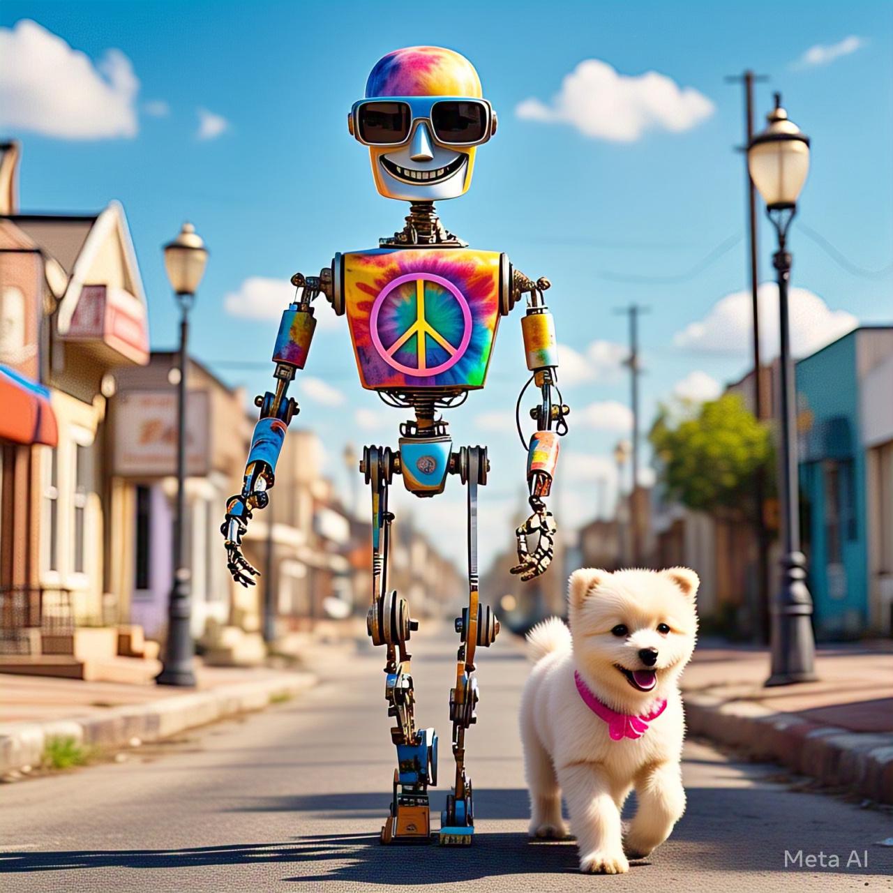 1000 ROBOT Designs A Hippie Robot Walking a Dog Down an Empty Street ...