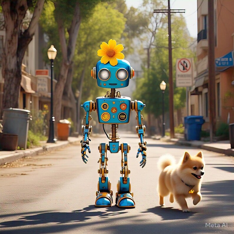1000 ROBOT Designs A Hippie Robot Walking a Dog Down an Empty Street ...