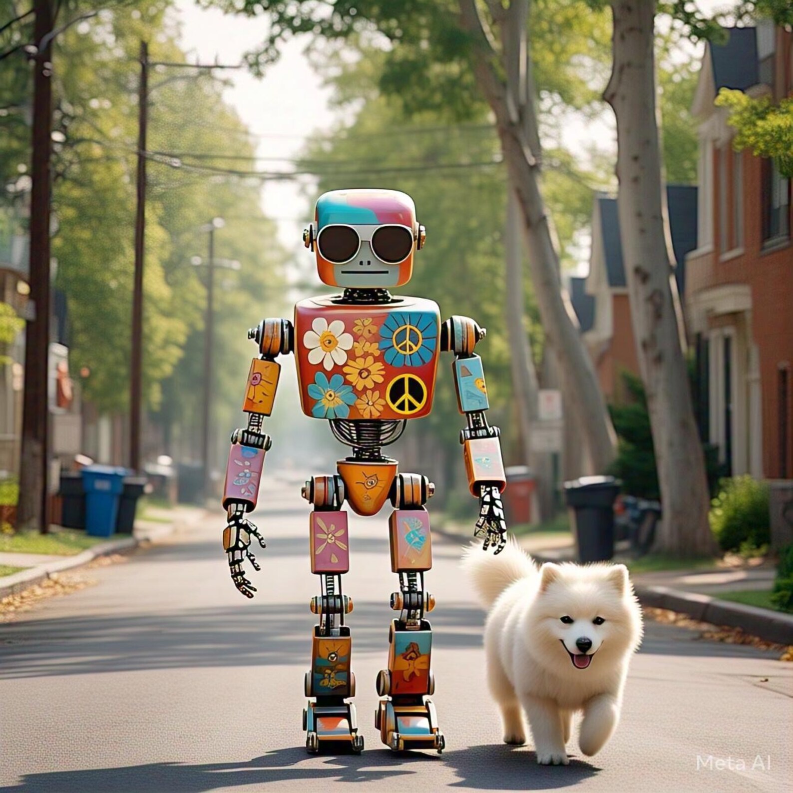 1000 ROBOT Designs A Hippie Robot Walking a Dog Down an Empty Street ...