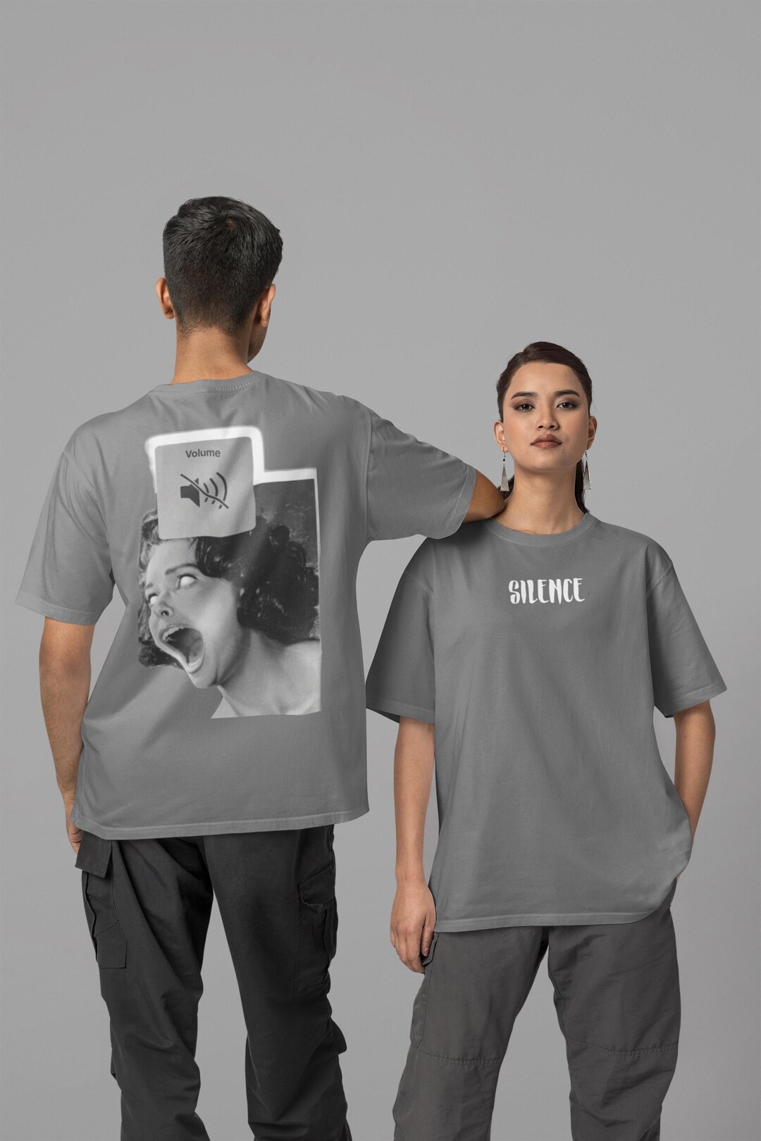 Silence T-shirt Woman Screaming With Mute Icon - Etsy