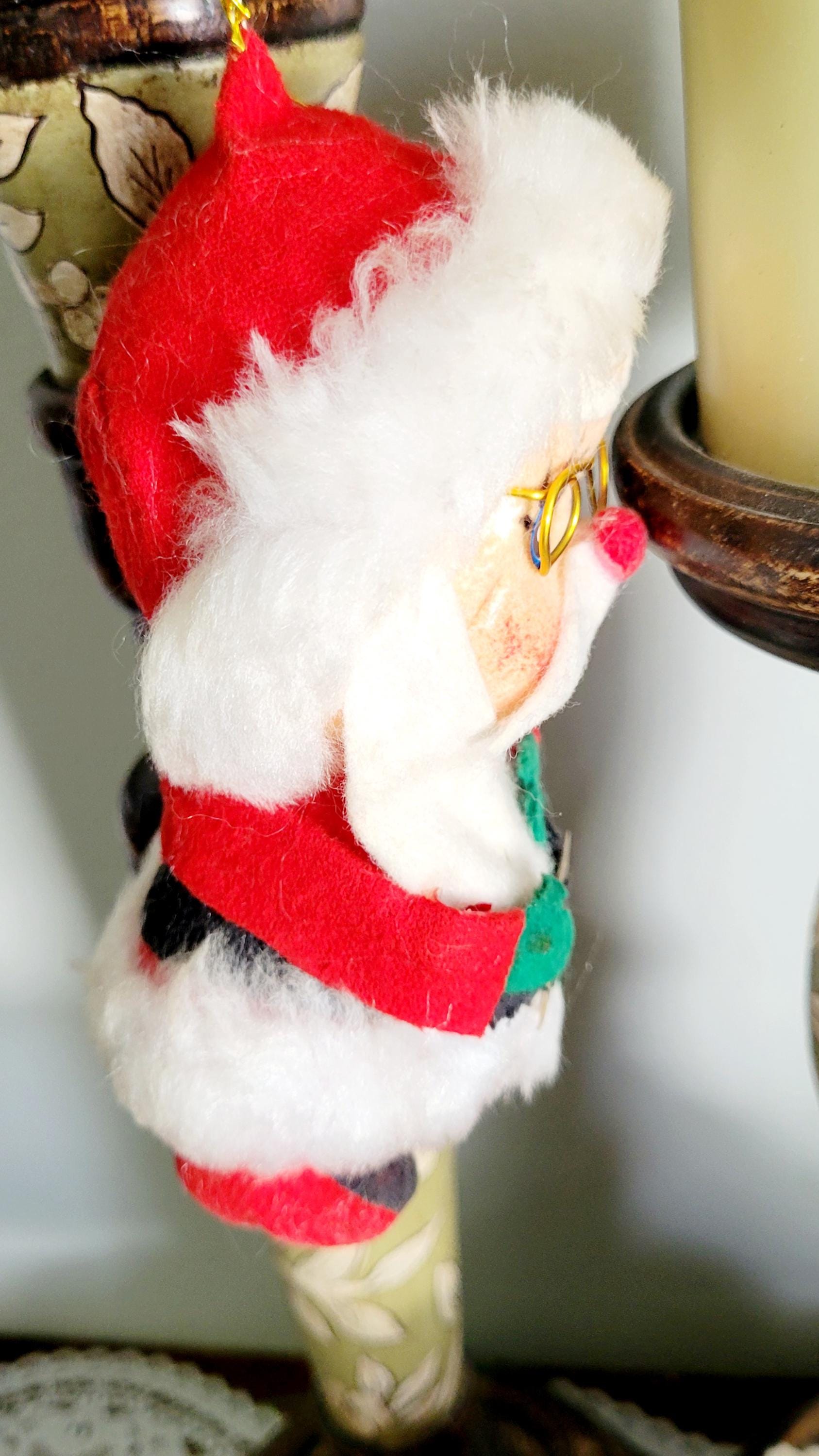 Rare Whimsical Vintage Kitsch Santa Christmas Ornament Kitschy Flocked ...