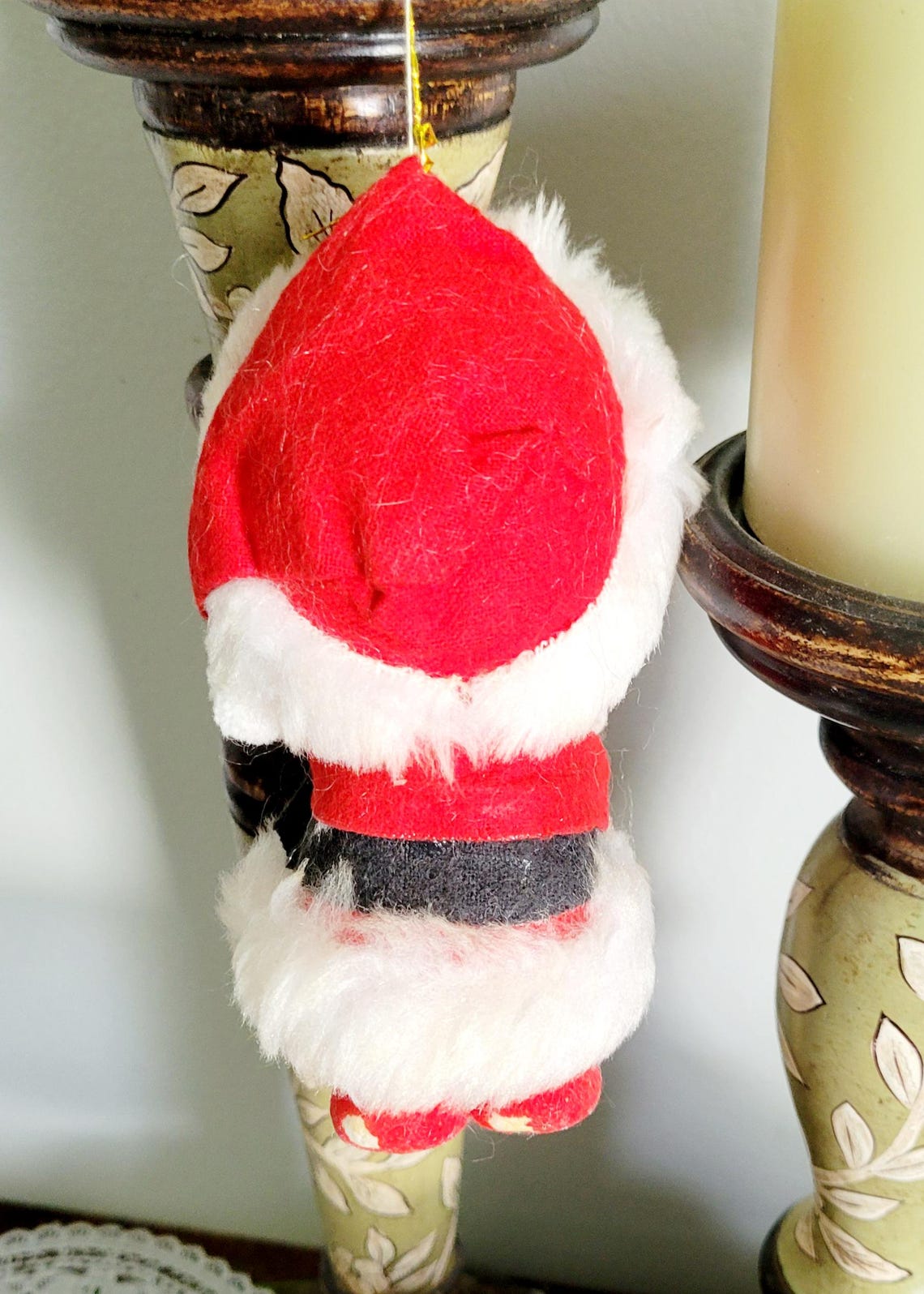Rare Whimsical Vintage Kitsch Santa Christmas Ornament Kitschy Flocked ...