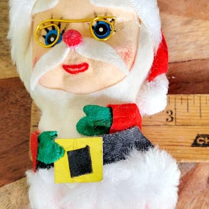 Rare Whimsical Vintage Kitsch Santa Christmas Ornament Kitschy Flocked ...