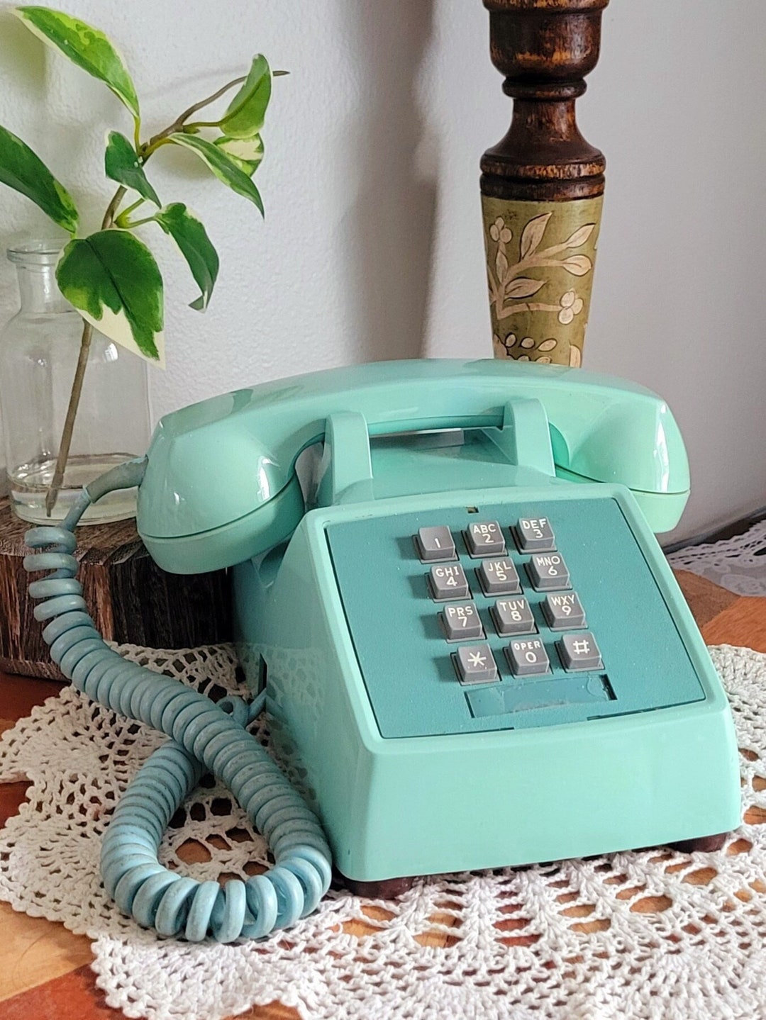 RARE Vintage 1980s Western Electric Push Button Telephone Phone in Blue ...