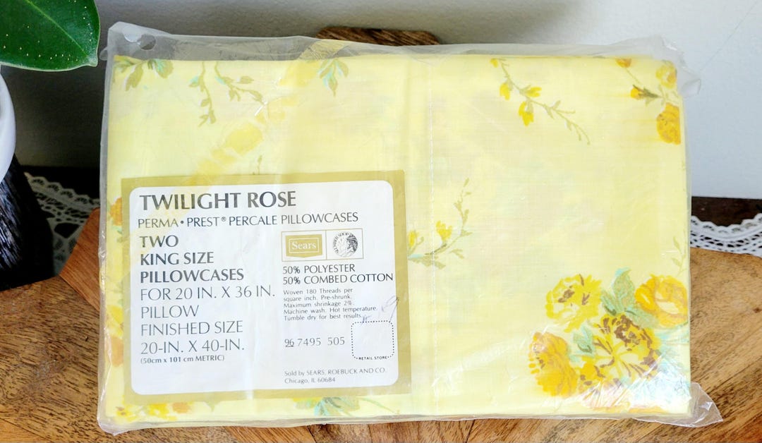 Vintage NEW in Package Standard Yellow Pillowcase Set of (2) With ...