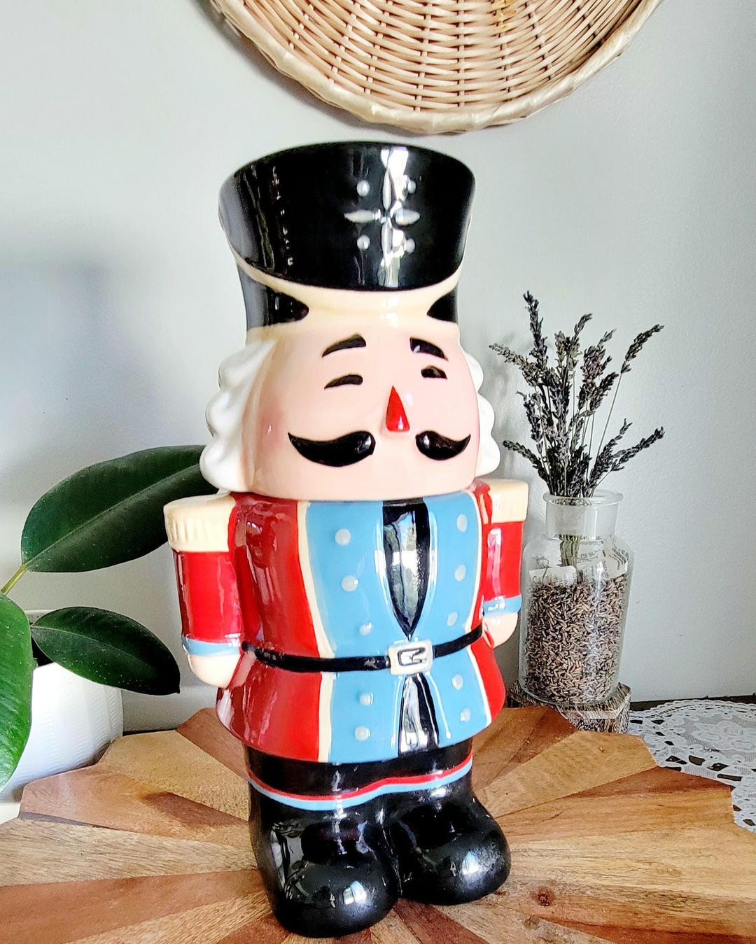 Nutcracker Ceramic Cookie Jar Candy Dish Christmas Holiday Ornament ...