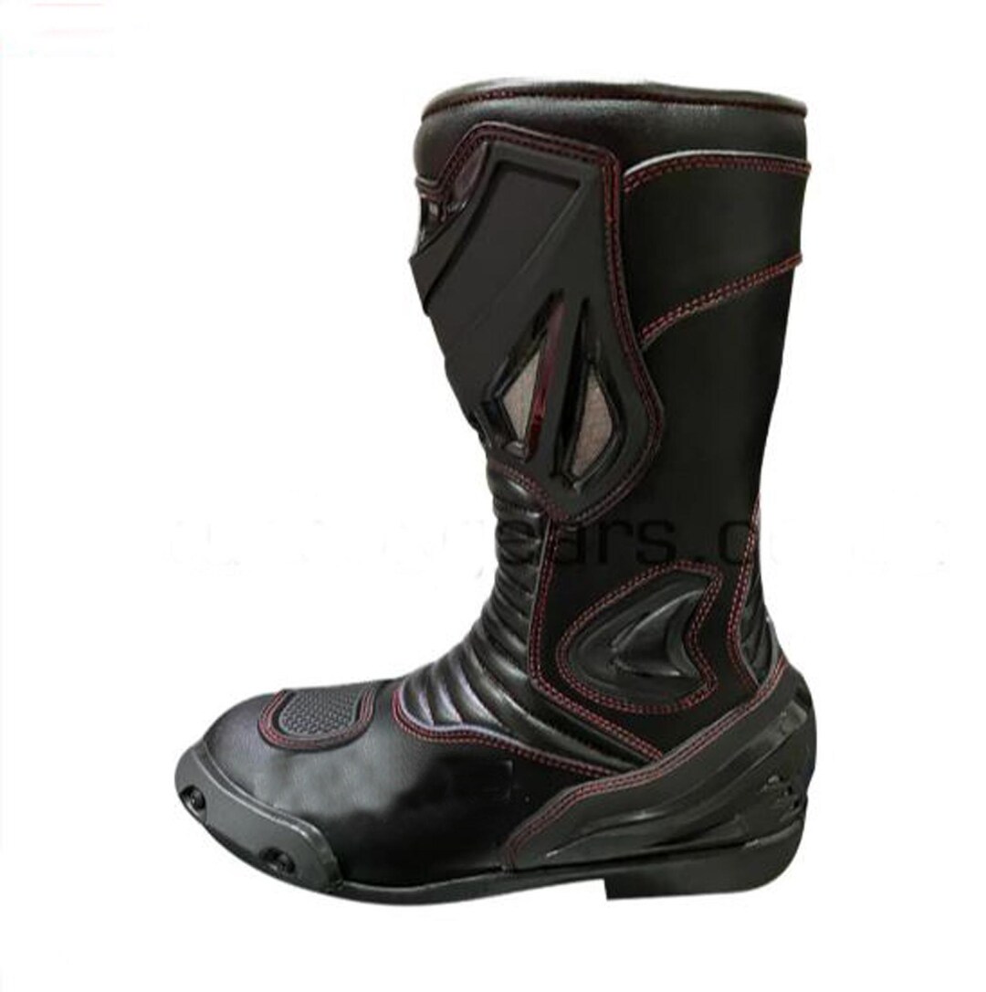 Handmade Leather Motorcycle Riding Boots: Black Motorbike Racing Boots ...
