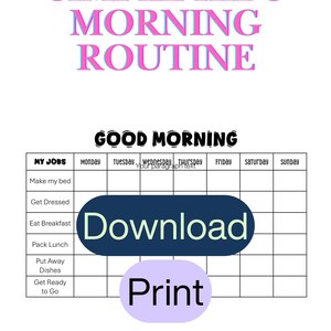 Simple Morning Chore Chart for Kids (add Stickers, ADHD, Autism, OCD ...