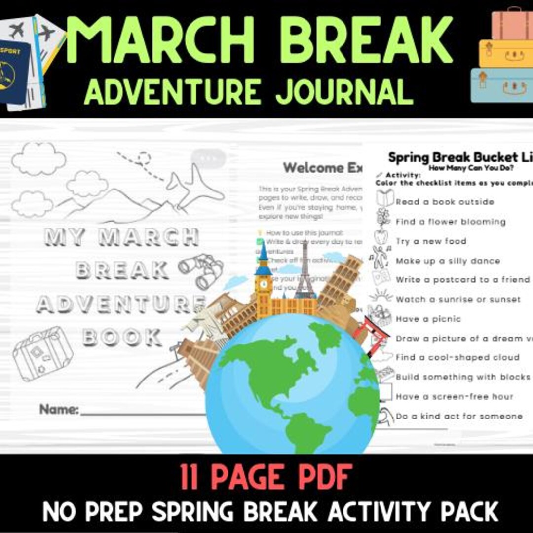 March Break Spring Break Activity Pack for Kids | Spring Writing ...