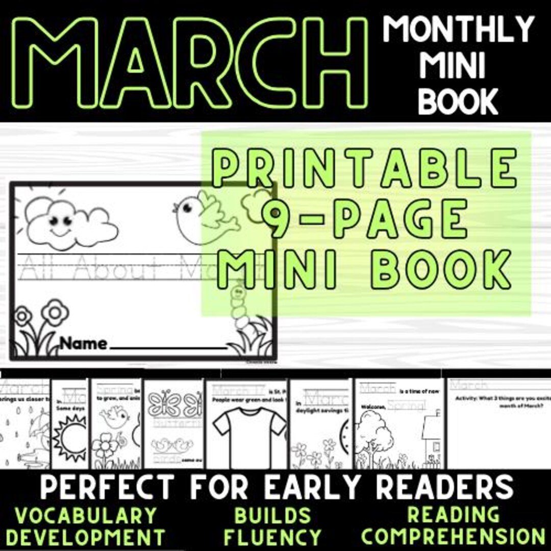 March Mini Book |early Literacy Reading Fluency Practice | Reading ...