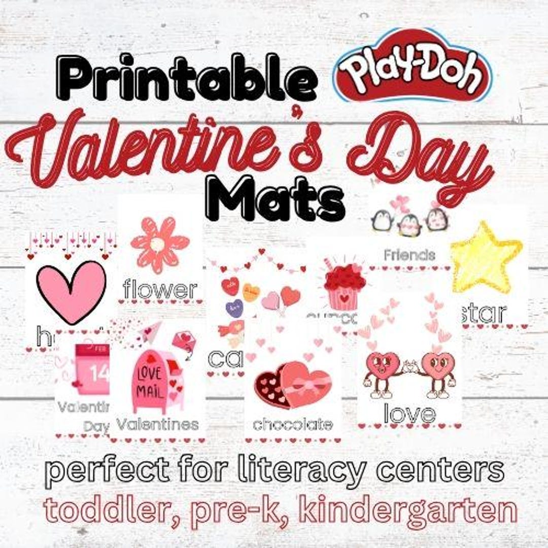 VALENTINES Printable Playdough Mats for Kids Montessori,toddler ...