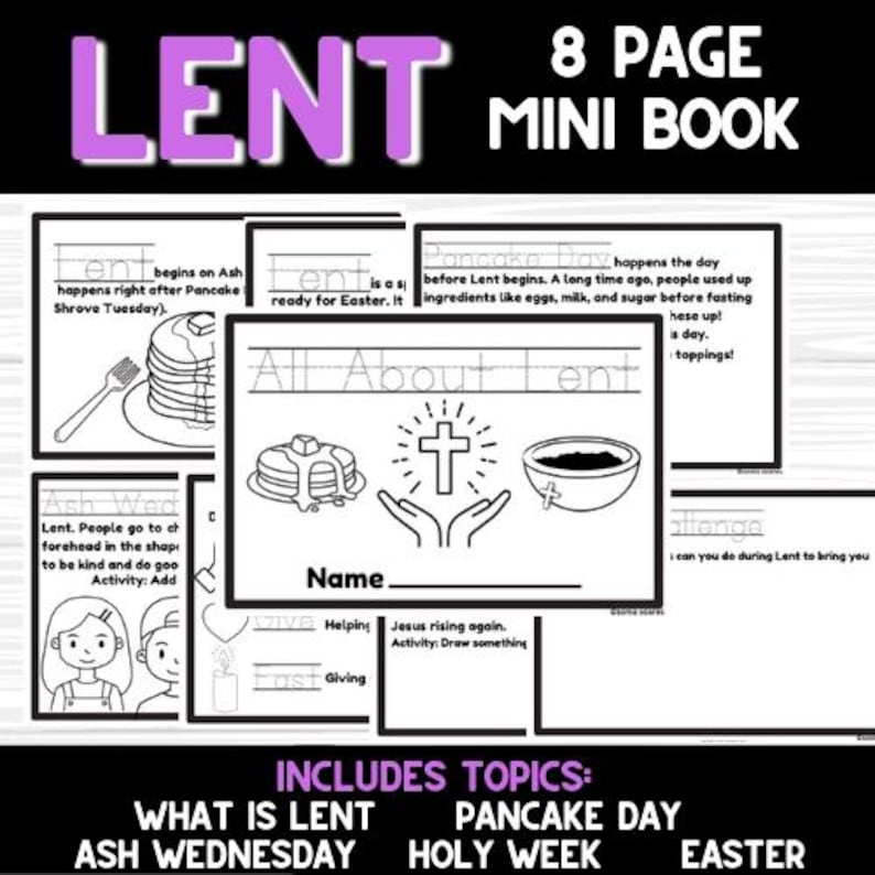 Lent Activities Mini Book: K-3 Printable Reader (PDF Download) - Etsy