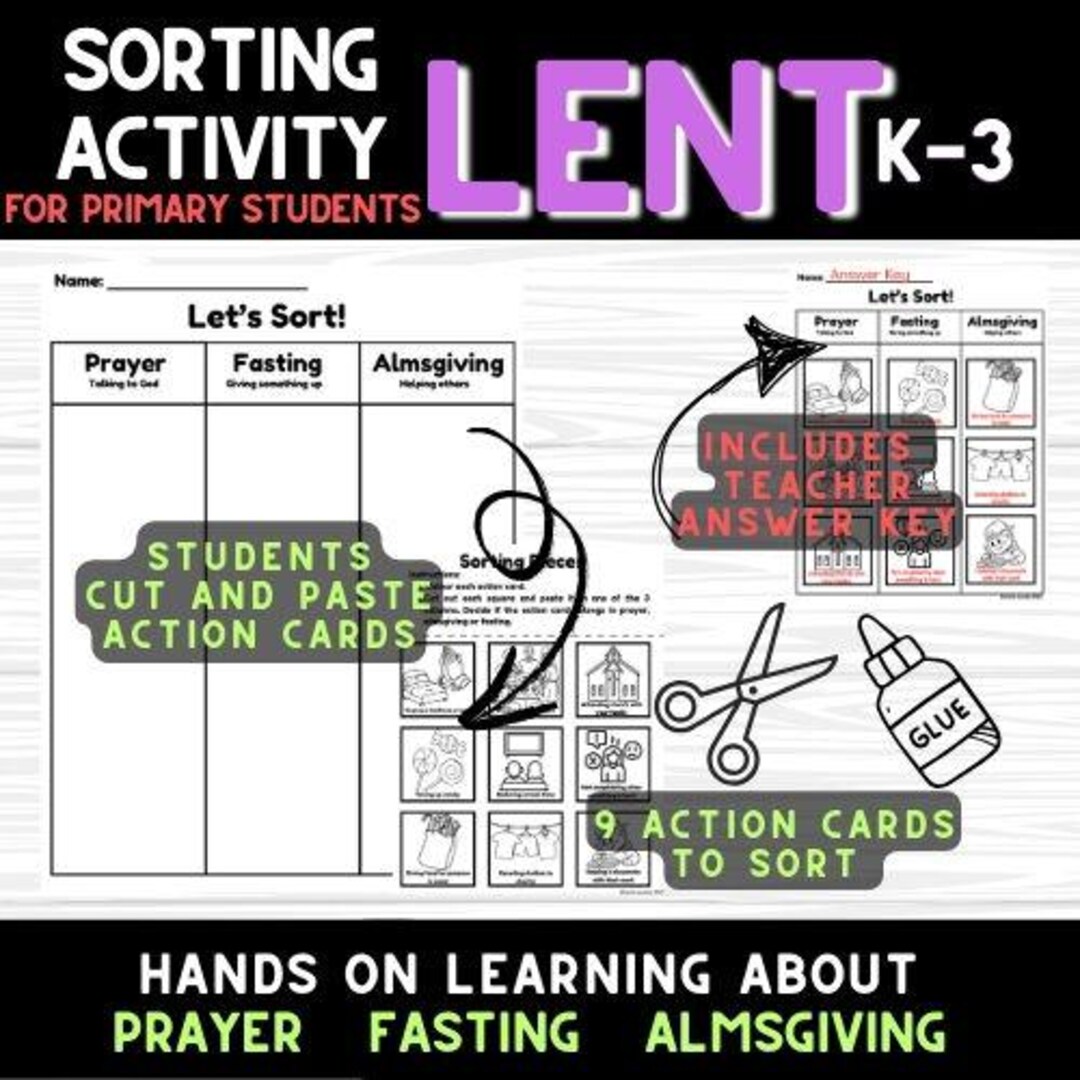 Lent Activities Resource | Prayer Fasting Almsgiving Activity for Kids ...