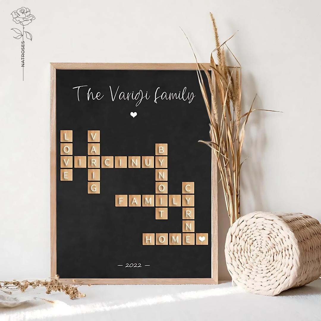 Crossword Scrabble Wall Art Personalized Family Names Print Poster ...