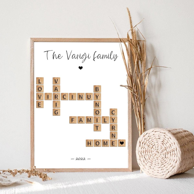 Crossword Scrabble Wall Art Personalized Family Names Print Poster ...