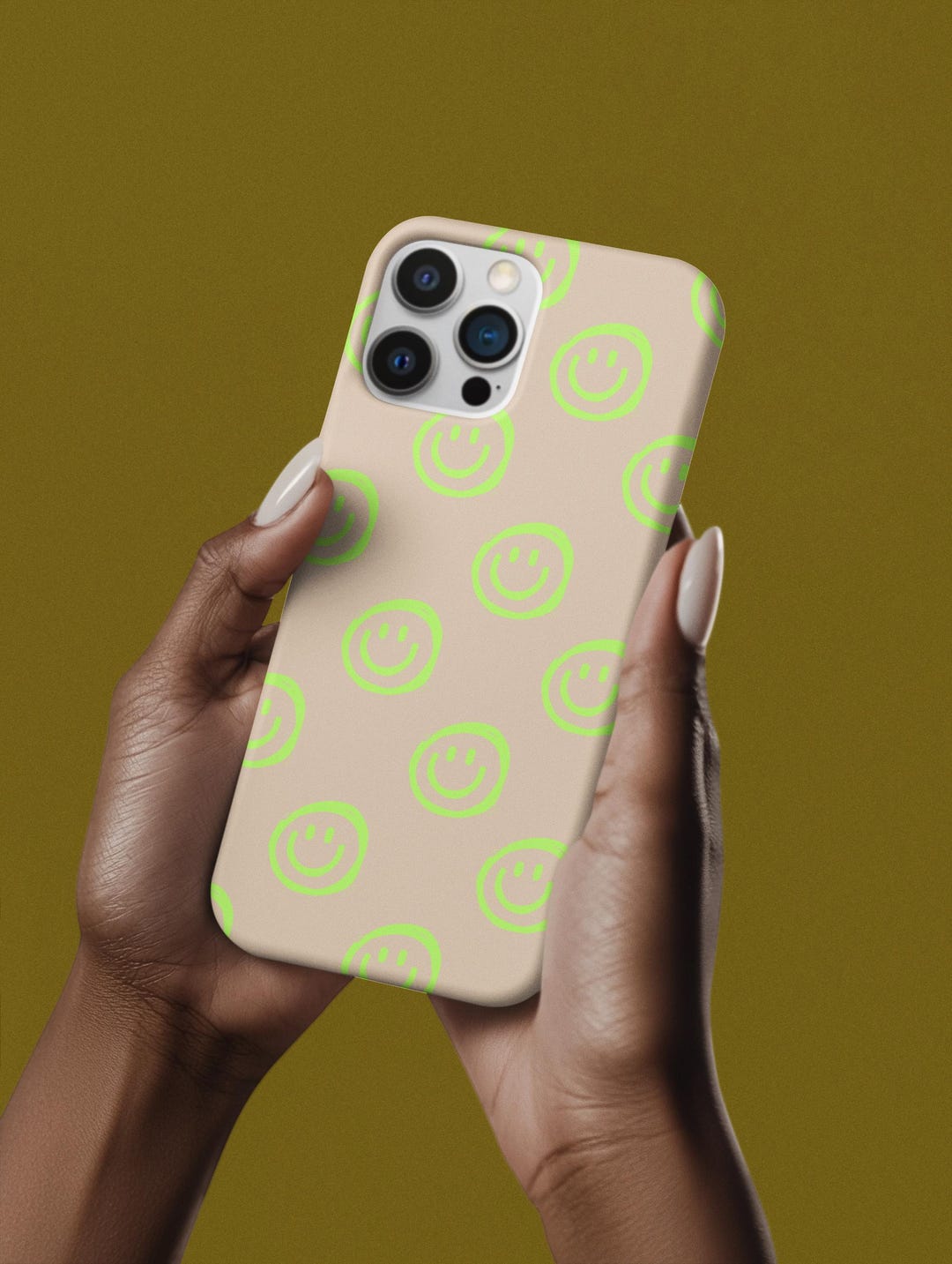 Trendy Smiley Face Pattern Slim Phone Case for iPhone 16, 15, 14, 13 ...