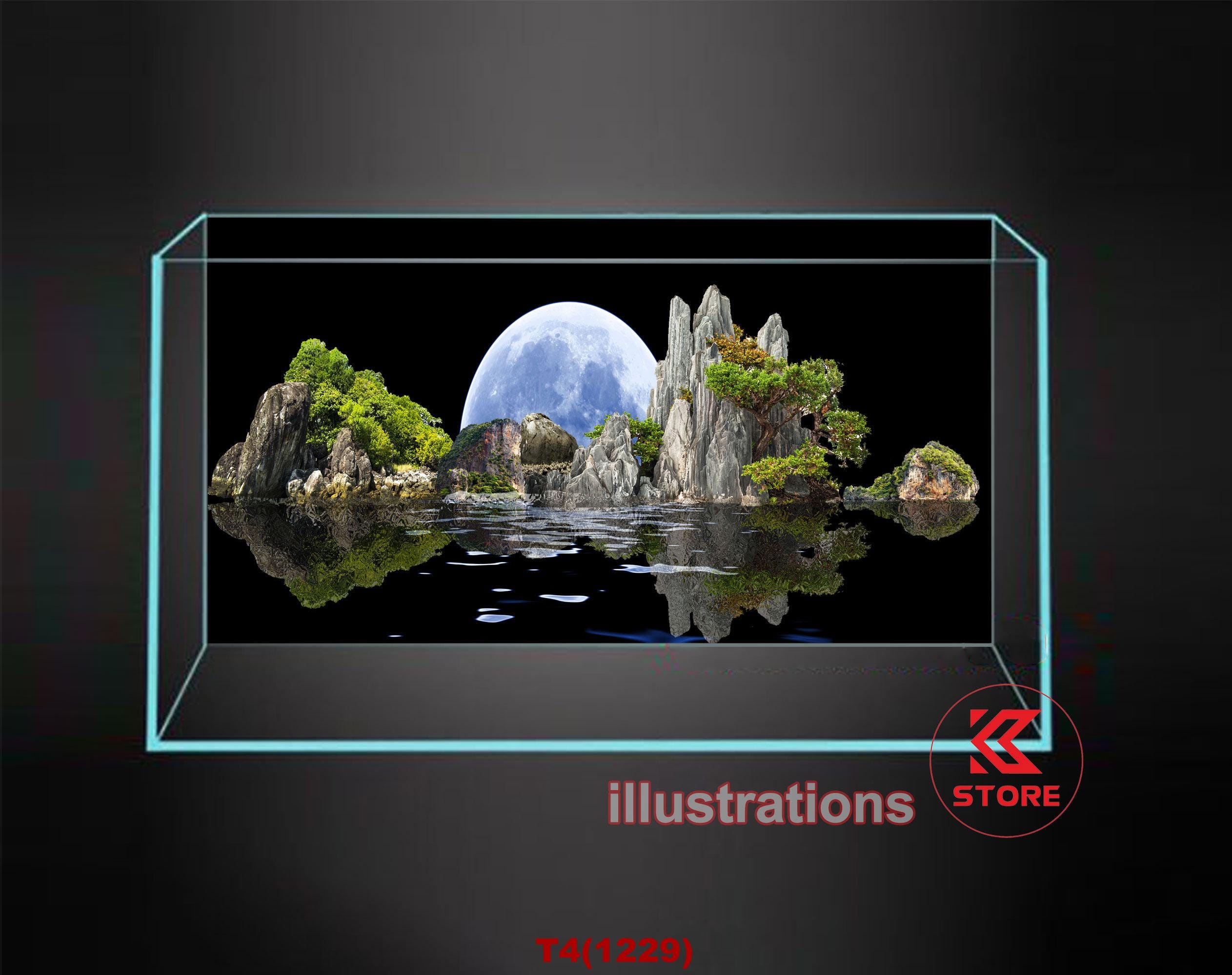Polyester Fish Tank Glass Backdrop, Fish Tank Background, Fish Tank ...