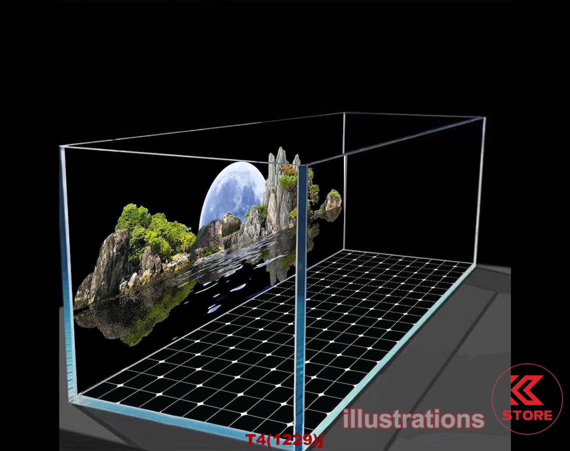 Polyester Fish Tank Glass Backdrop, Fish Tank Background, Fish Tank ...