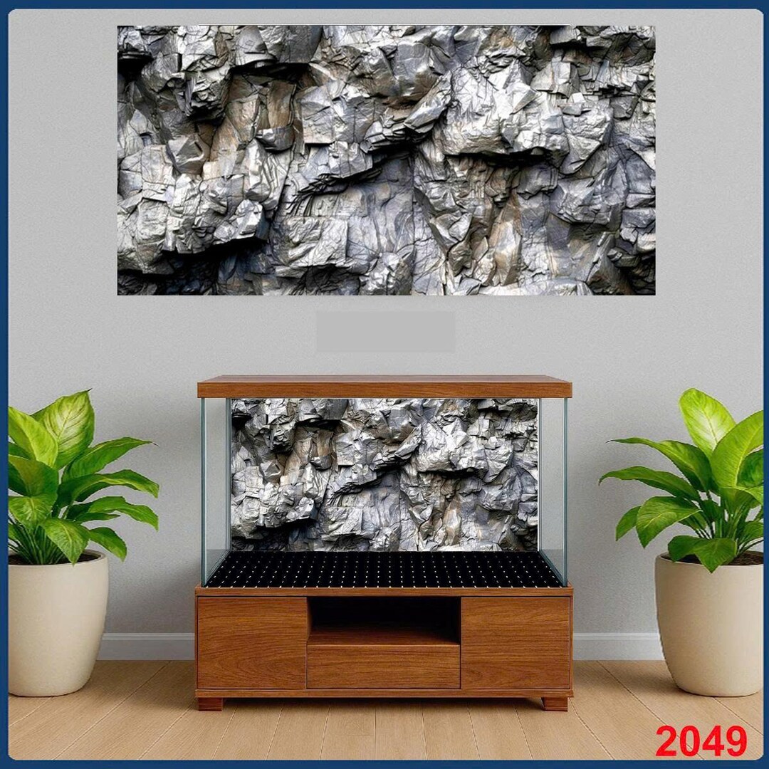 Rock Aquarium Background | 3D Stone Fish Tank Wallpaper | Custom Size ...