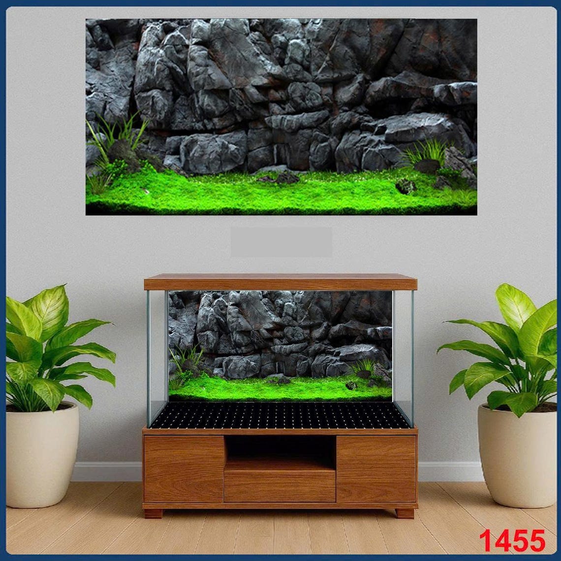 Realistic 3D Rock Aquarium Background | Fish Tank Sticker ...