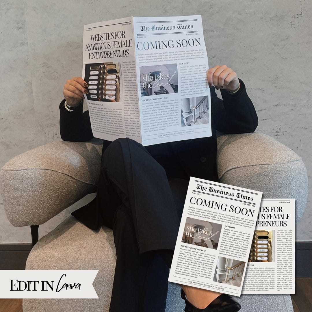 Canva Business Newspaper Template, Business Announcement Newspaper for ...