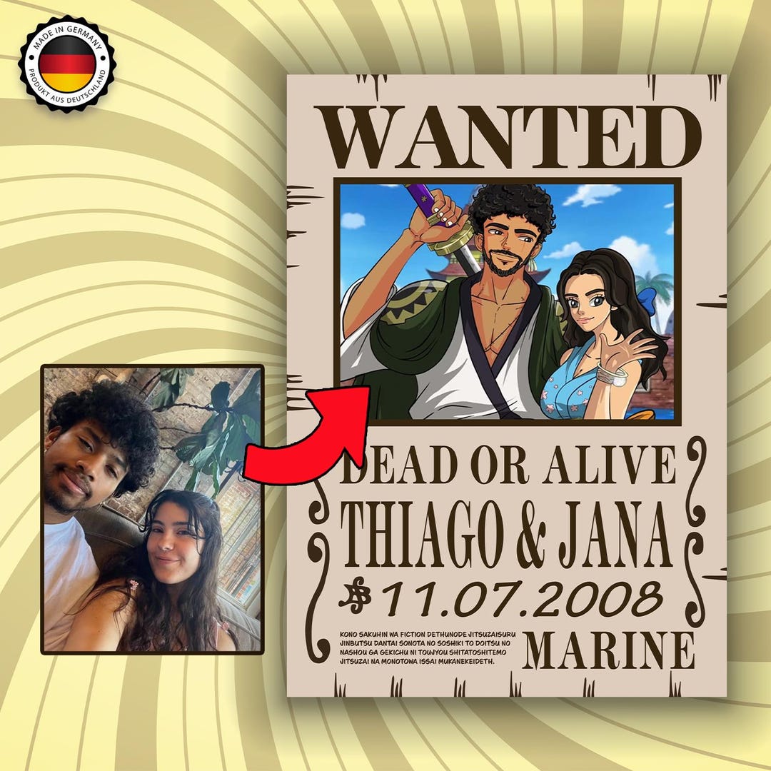 Personalisiertes One Piece Wanted Poster – Anime Steckbrief im One ...