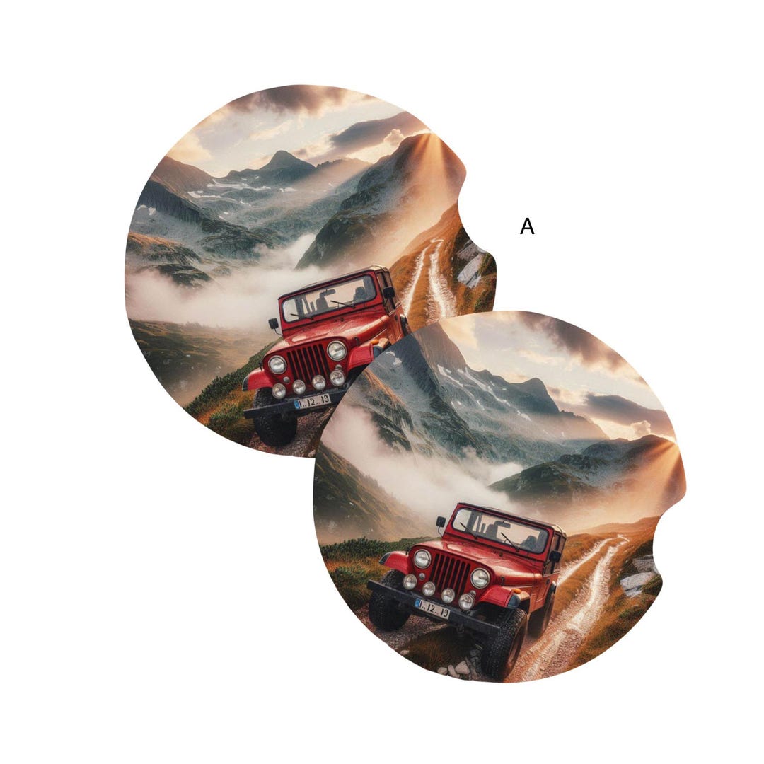 Ceramic Car Coaster Jeep Look Mountain Trail - Etsy