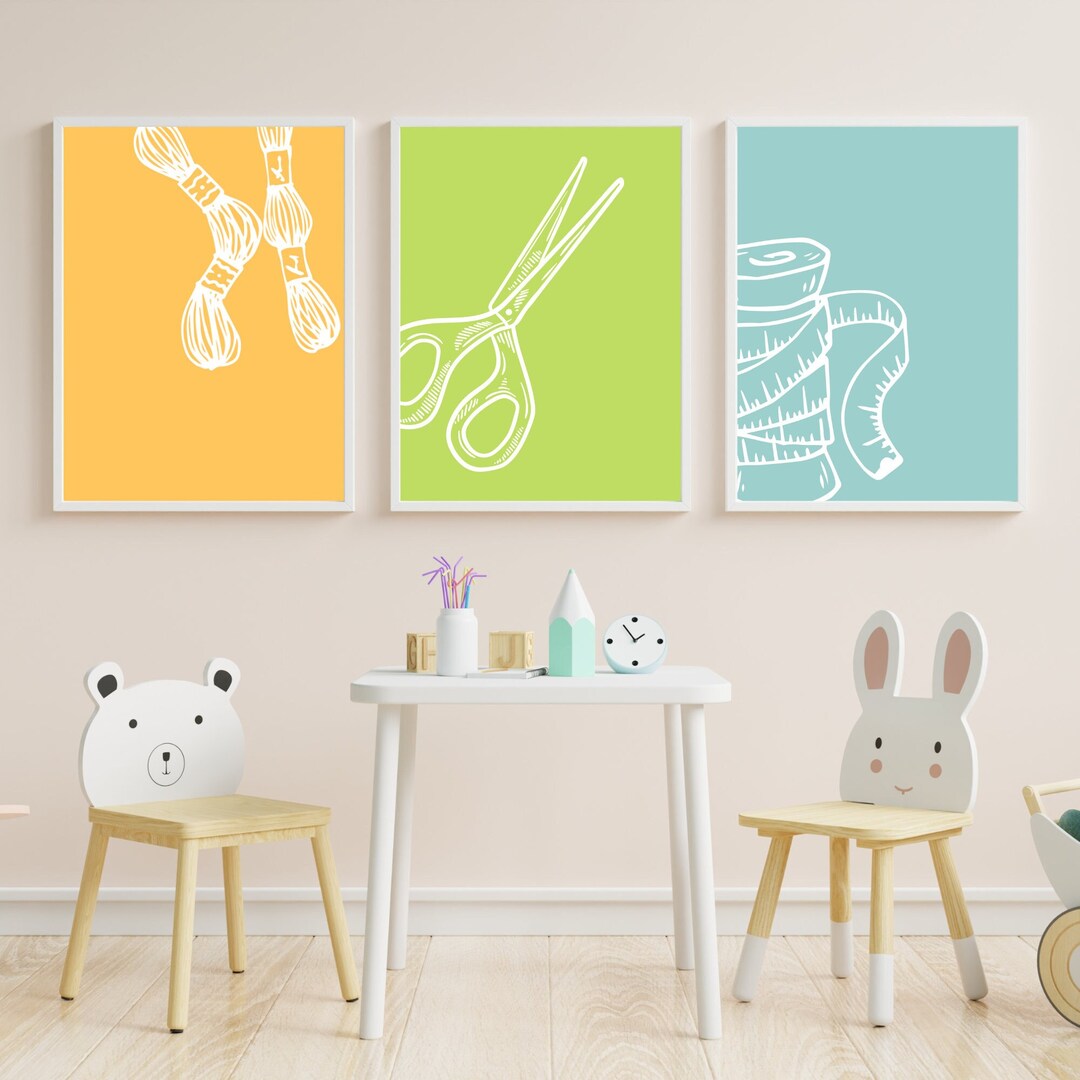 Sewing Room Prints, Kids Wall Art, 4 Poster Gallery Wall, Decorative ...
