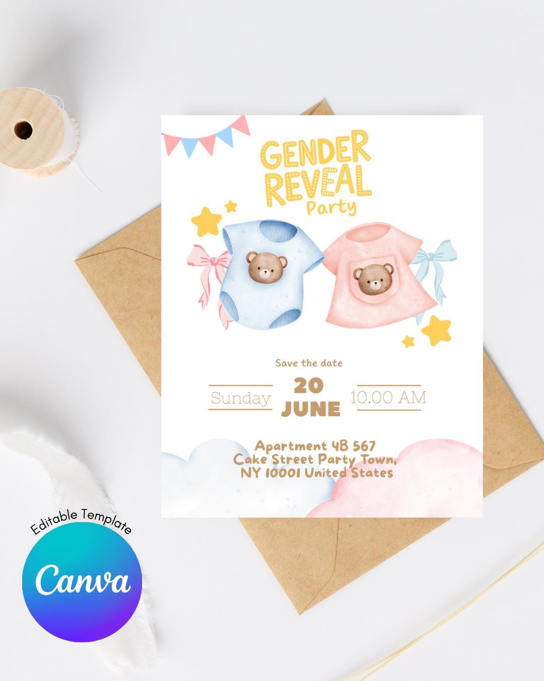 Editable Gender Reveal Invitation Template - - Etsy