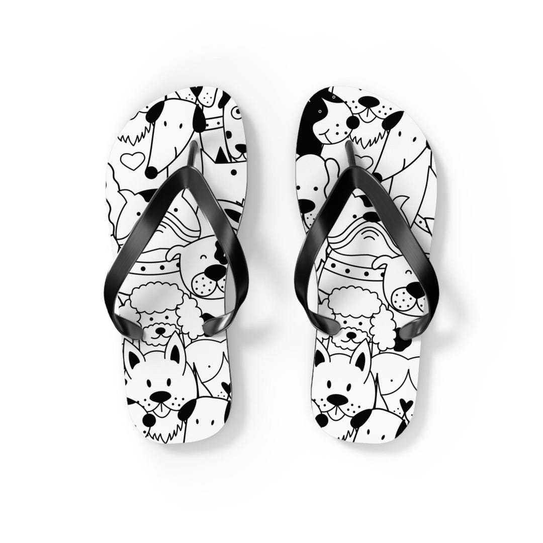 Dog Lovers Flip Flops, Animal Print Beach Sandals, Cute Pet Summer ...
