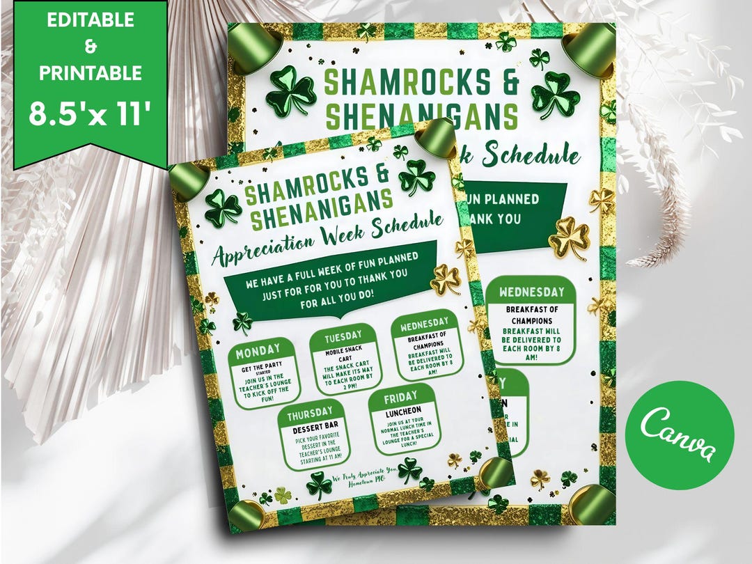Editable St. Patrick's Day Flyer, Editable St Patrick's Day Spirit Week ...