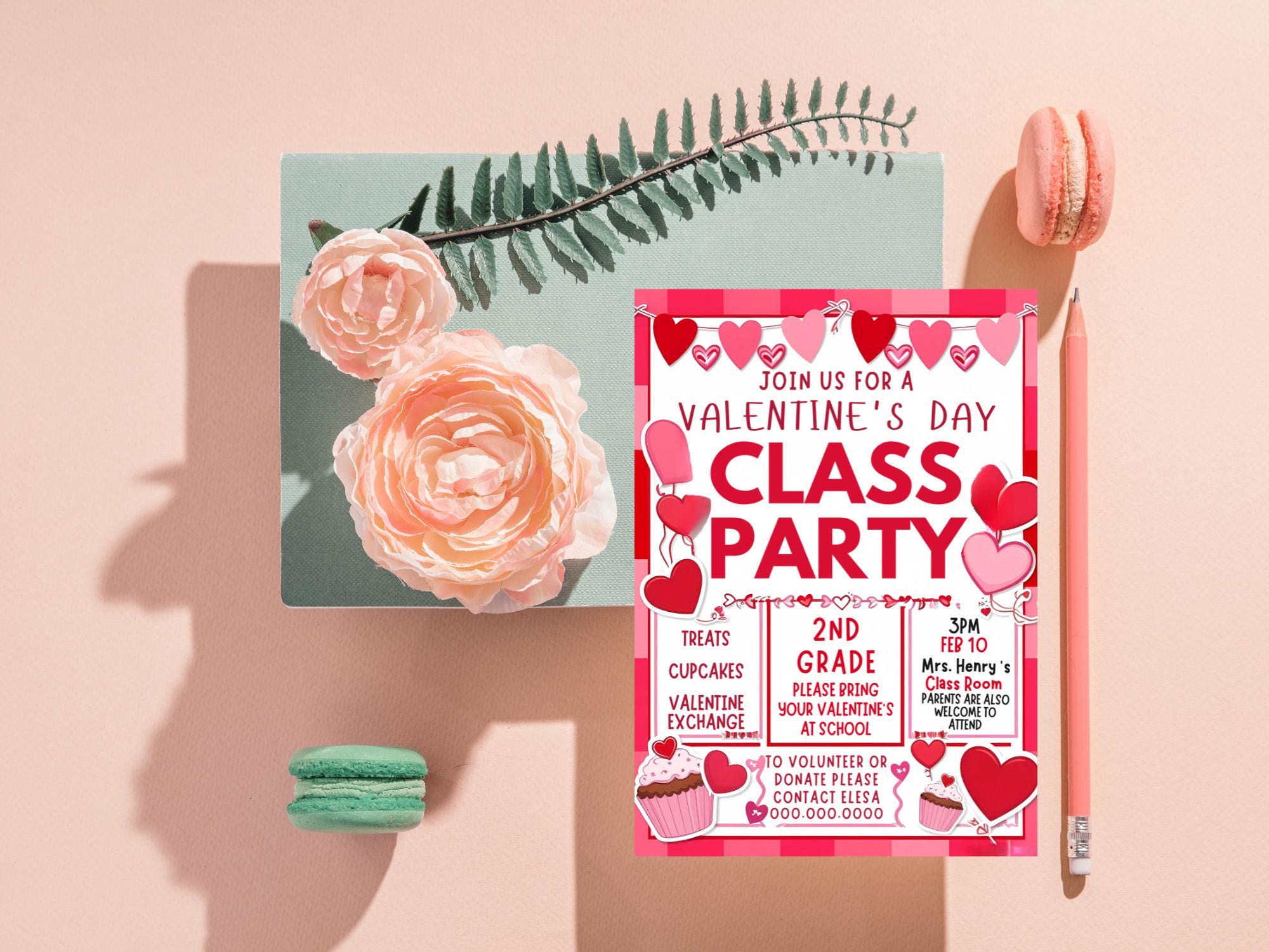 Editable Valentines Class Party Invite, Elementary School Party Flyer ...