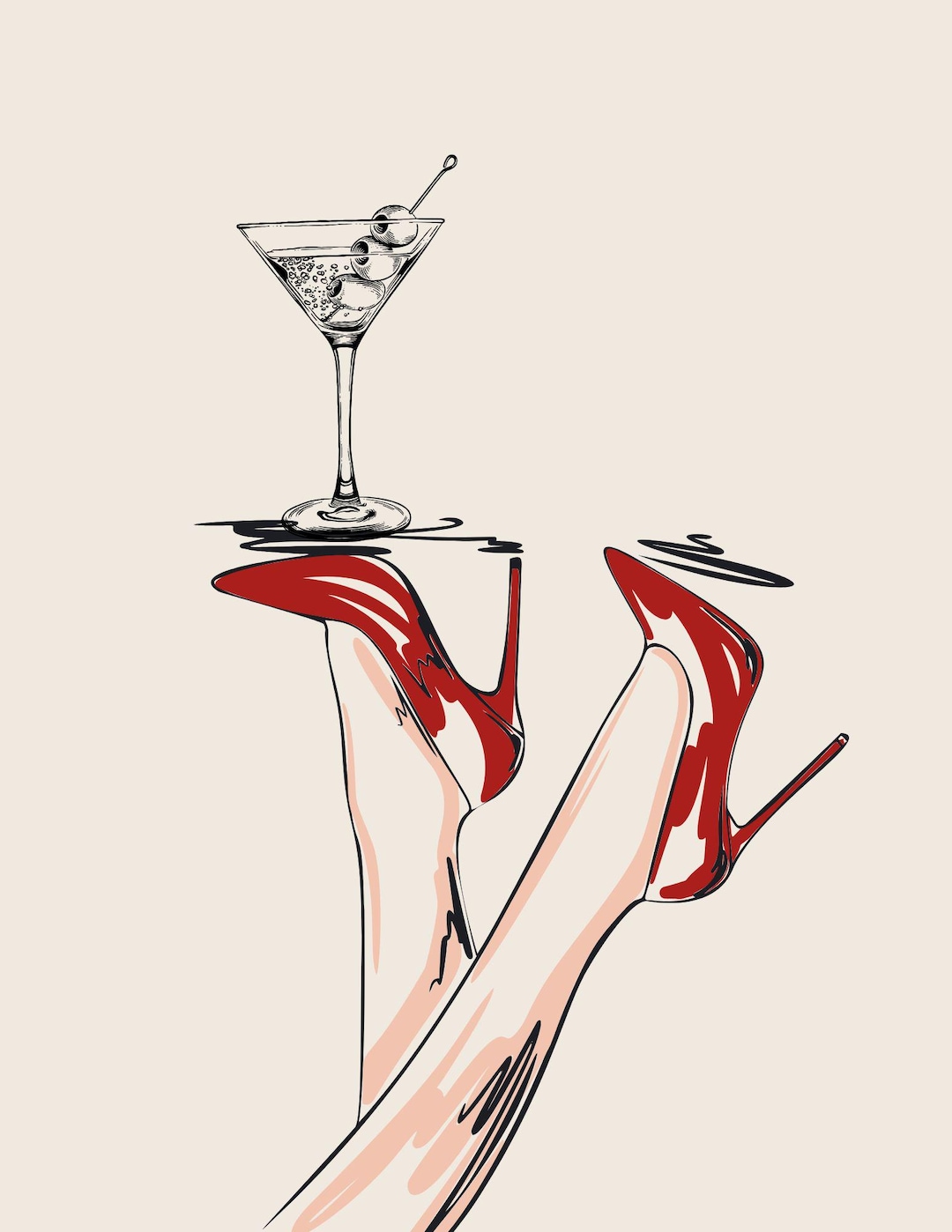 Printable Martini Heels Wall Art - Etsy