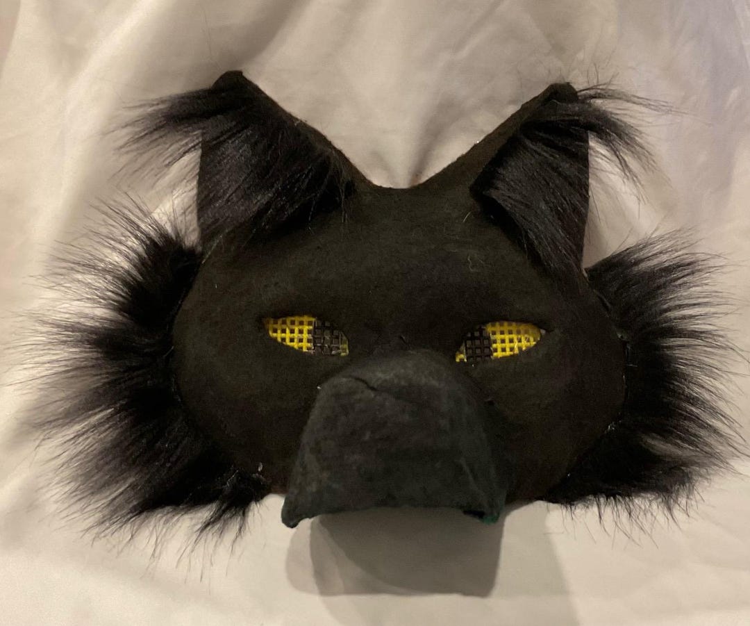 Felted Black Wolf Mask Faux Fur Custom - Etsy