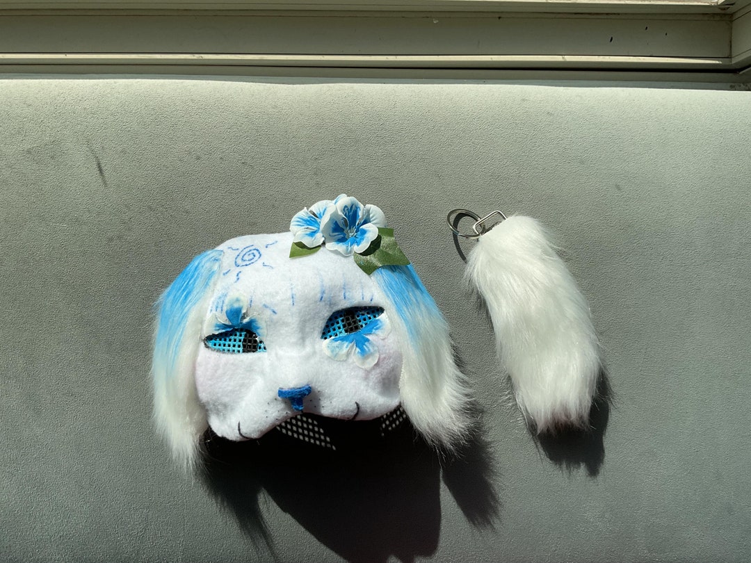 White Animal Mask With Tail - Etsy