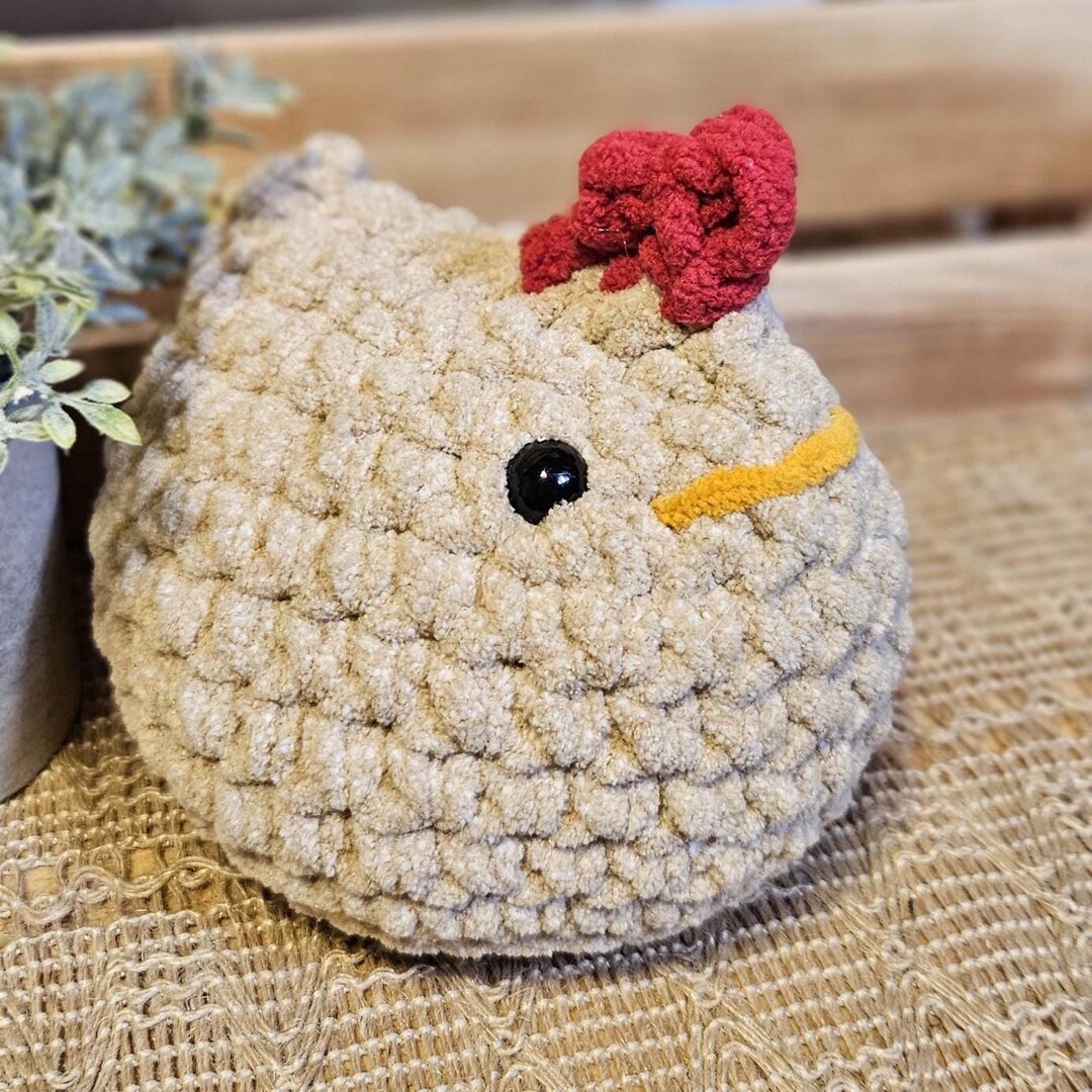 Tan Crochet Chicken Plushie: Weighted Comfort Stuffed Animal for Grief ...