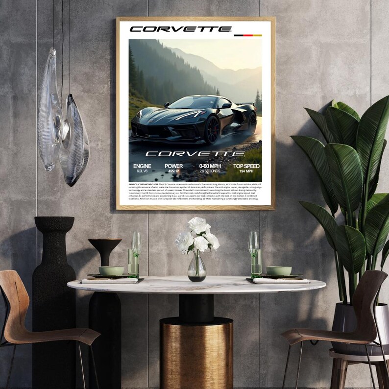 Corvette C8 Poster – Mid-engine Sports Car Artwork | Automotive Wall ...