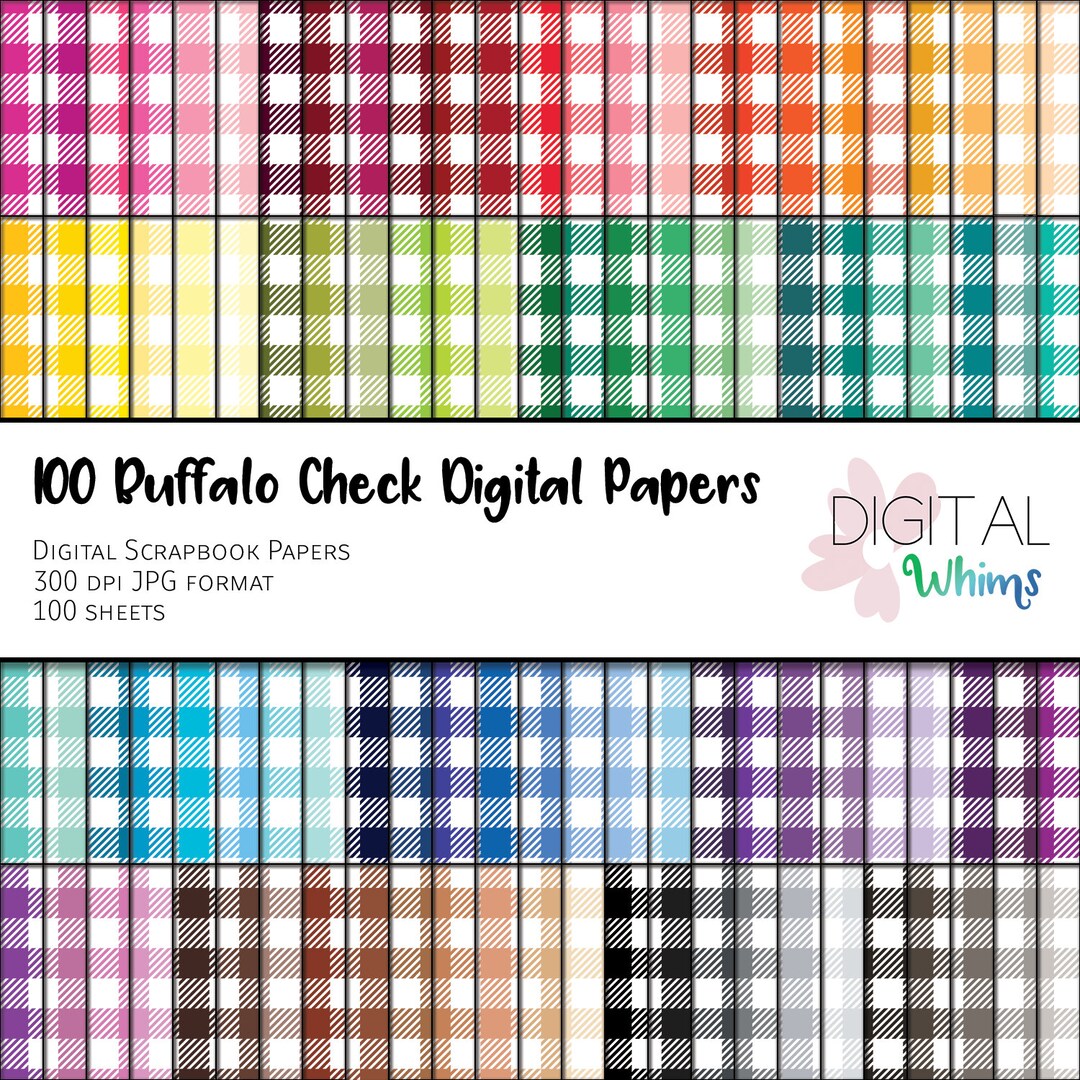 100 Buffalo Check Plaid Gingham Digital Paper Pack, 100 Printable ...