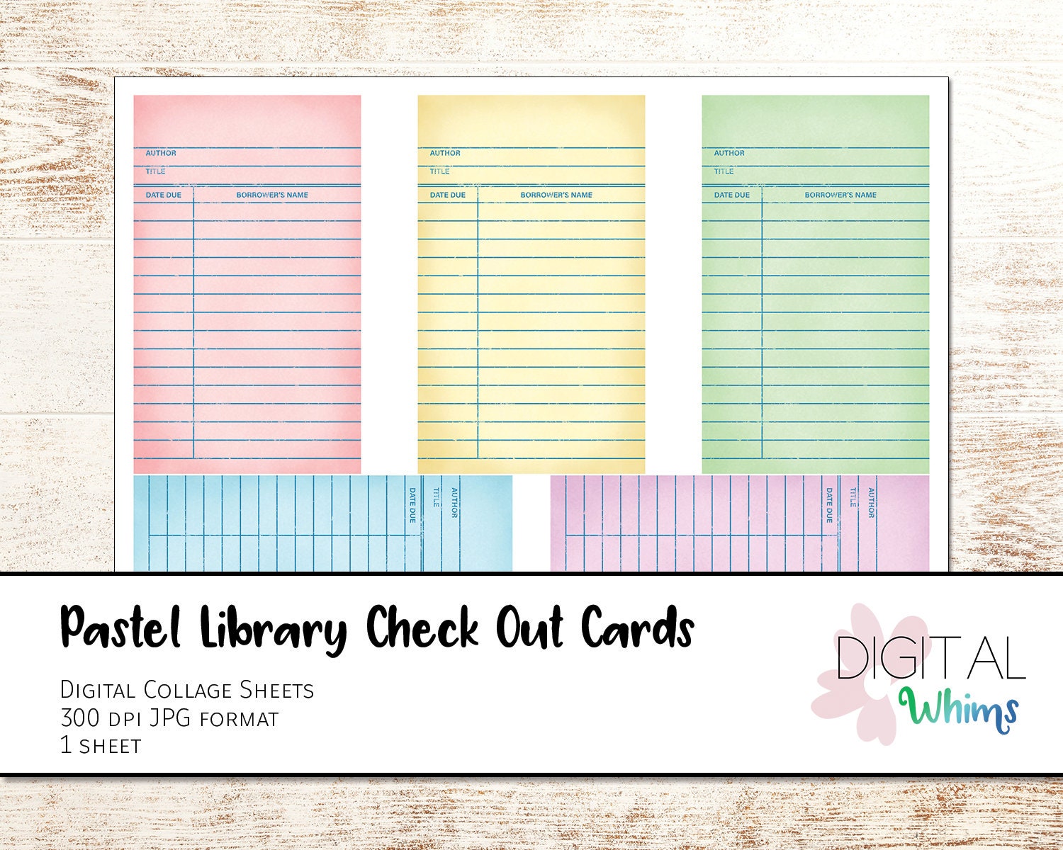 Pastel Vintage Library Check Out Cards Digital Collage Sheets Printable ...