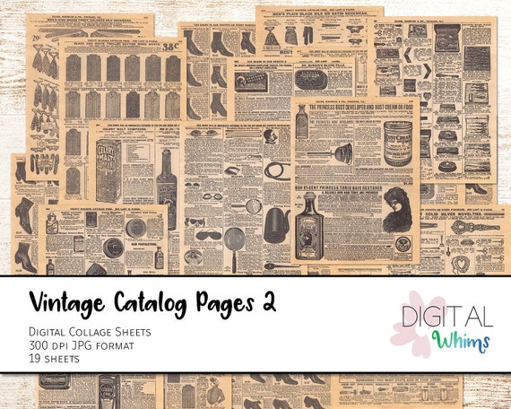 Printable Vintage Catalog Pages Digital Collage Sheets 1909 | Etsy