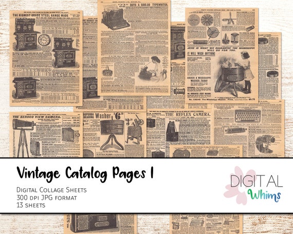 Printable Vintage Catalog Pages Digital Collage Sheets 1909 | Etsy Canada