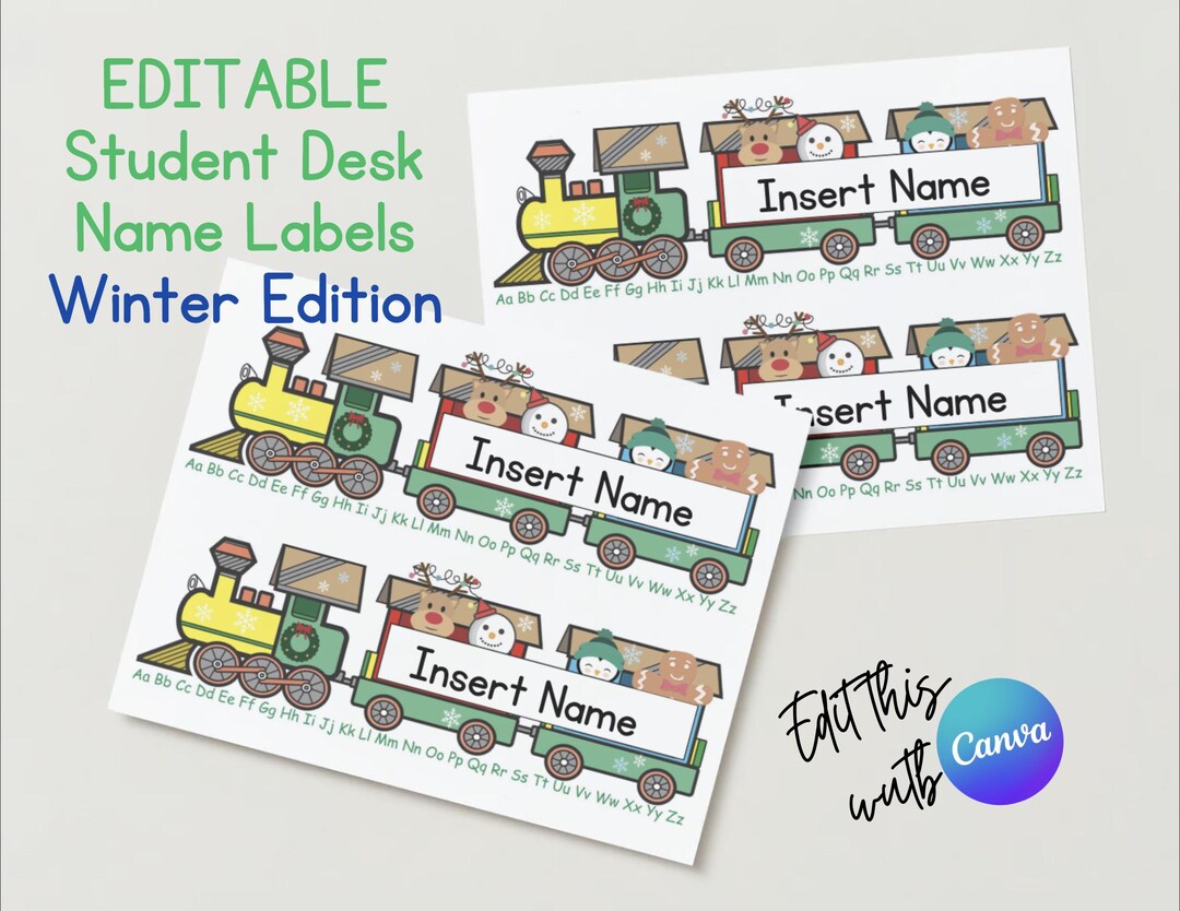 Editable Student Desk Name Labels | Winter Edition | Digital Download ...