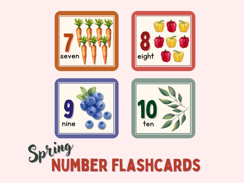 Number Flashcards | Spring Themed Counting Activity | PDF - Etsy