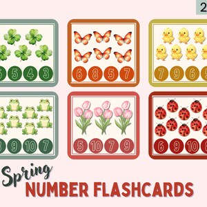 Number Flashcards | Spring Themed Counting Activity | PDF - Etsy