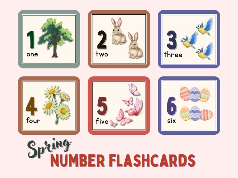 Number Flashcards | Spring Themed Counting Activity | PDF - Etsy