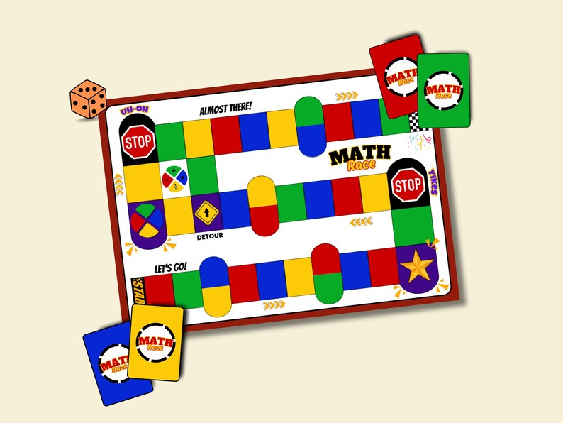 MATH Race Arithmetic Board Game | Addition, Subtraction, Multiplication ...