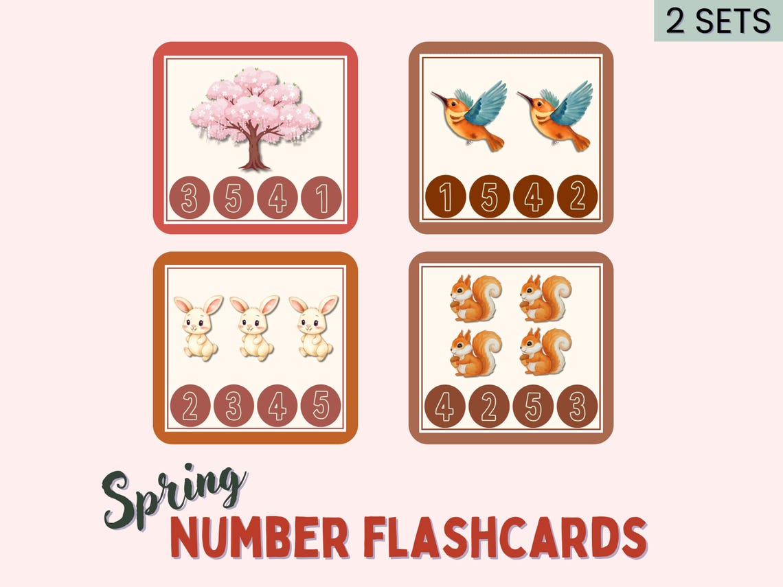 Number Flashcards | Spring Themed Counting Activity | PDF - Etsy