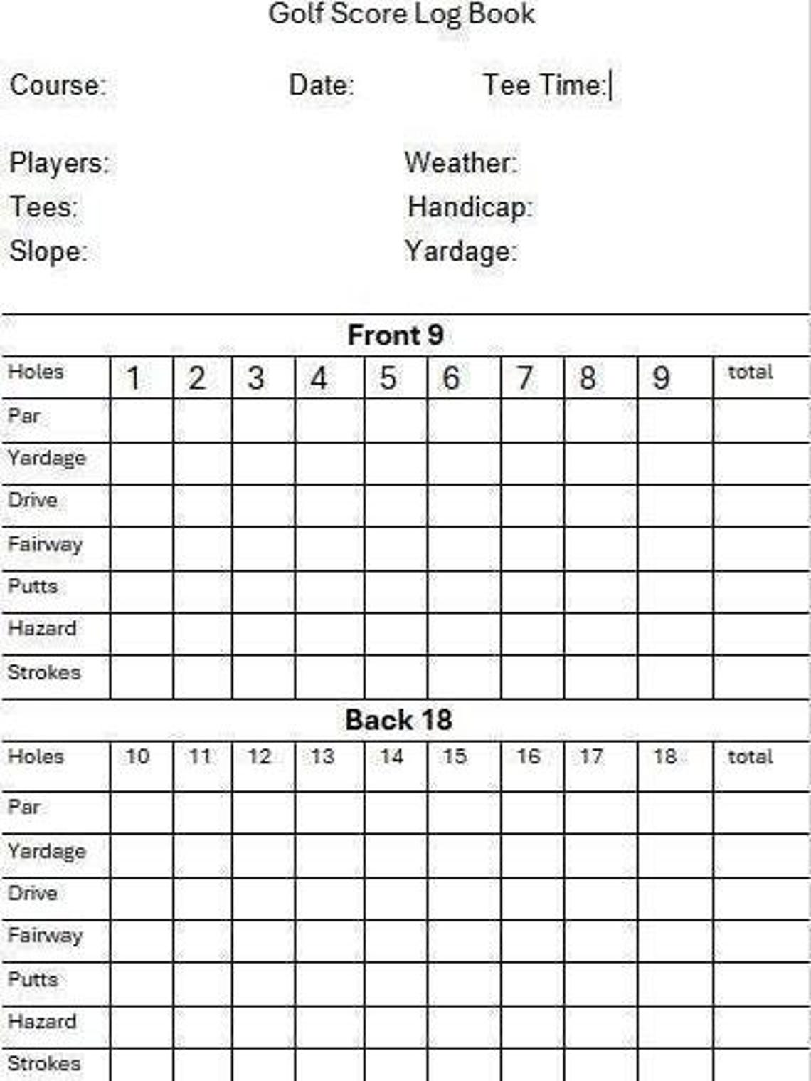 Printable Detailed Golf Scorecard - Etsy