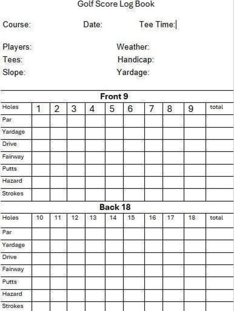 Printable Detailed Golf Scorecard - Etsy